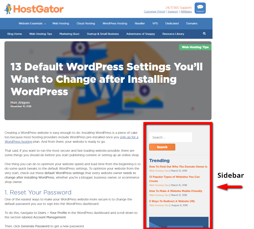 What Are WordPress sticky Sidebar Widgets HostGator